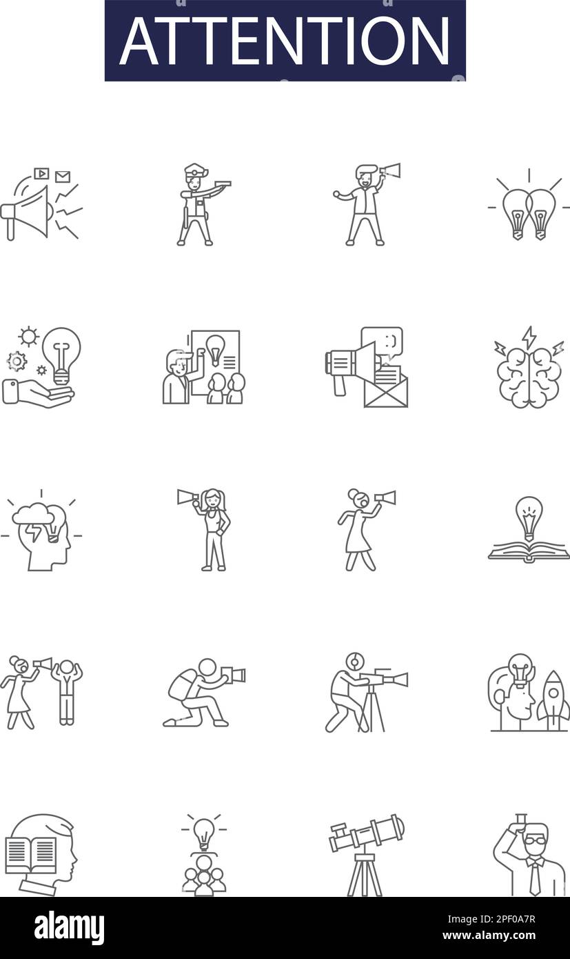 Attention line vector icons and signs. Notice, Alertness, Heed ...