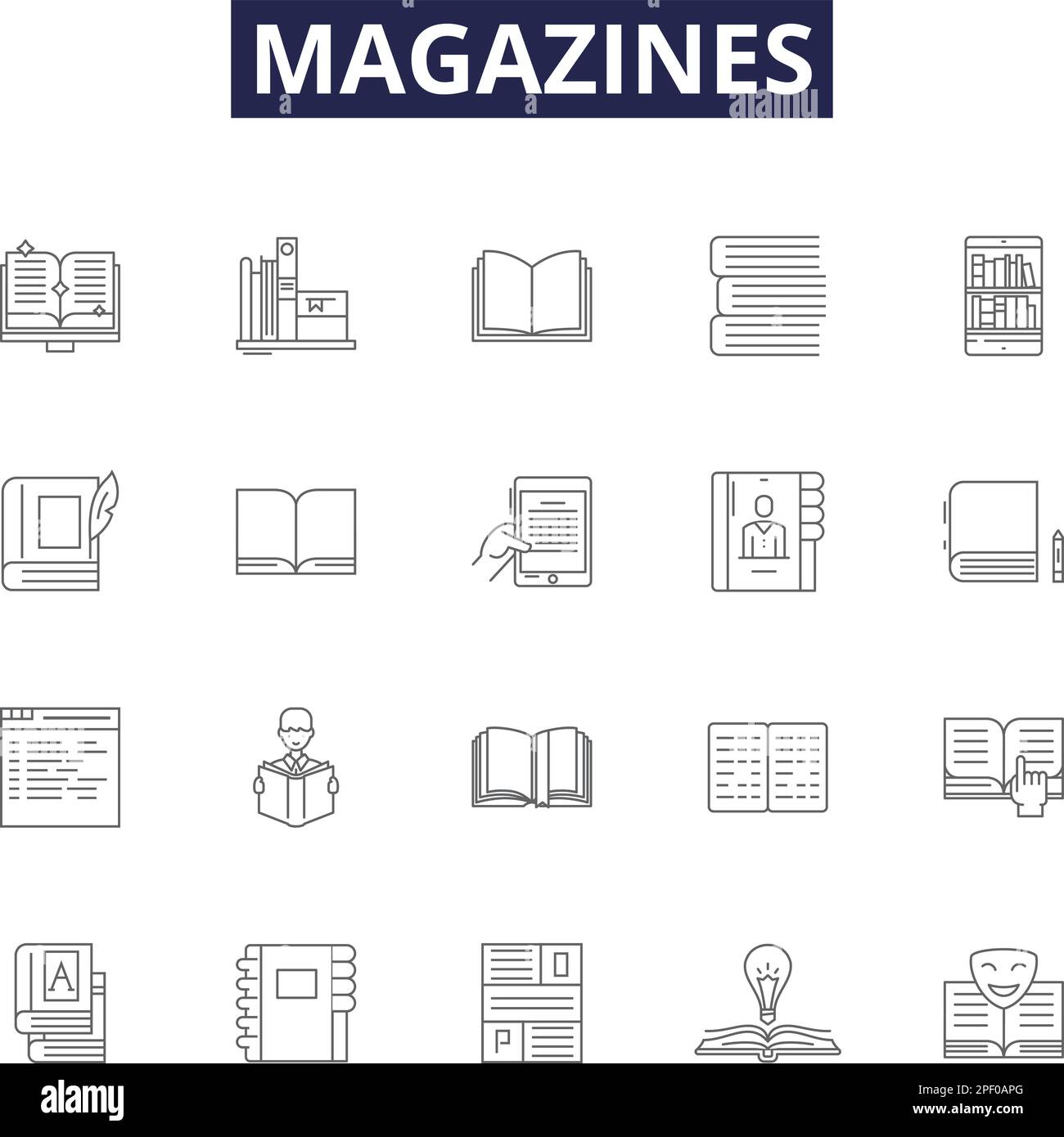 Magazines line vector icons and signs. magazine, paper, brochure, blank ...
