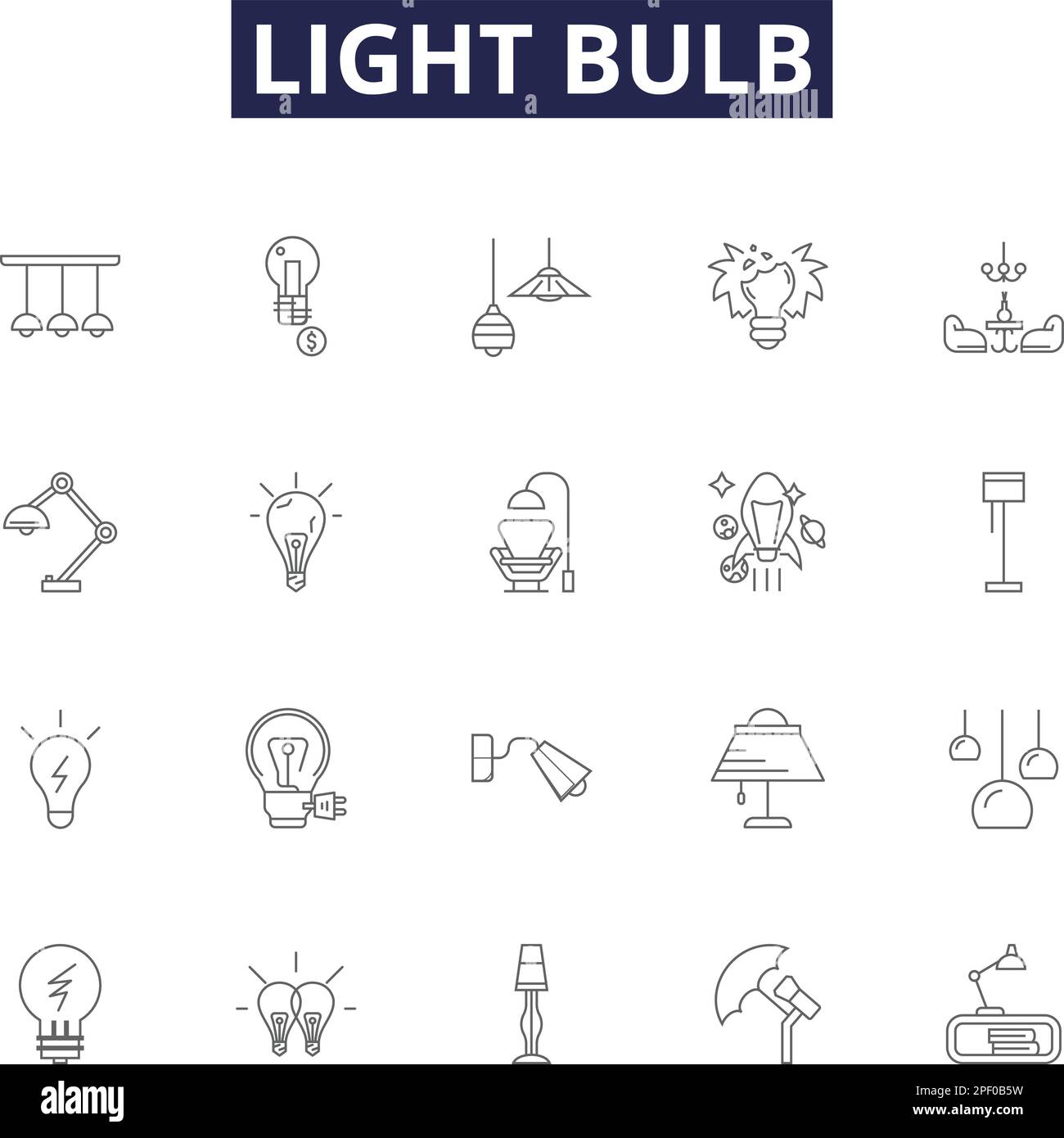 Light bulb line vector icons and signs. Bulb, Illuminate, Glow, Incandescent, Fluorescent ...