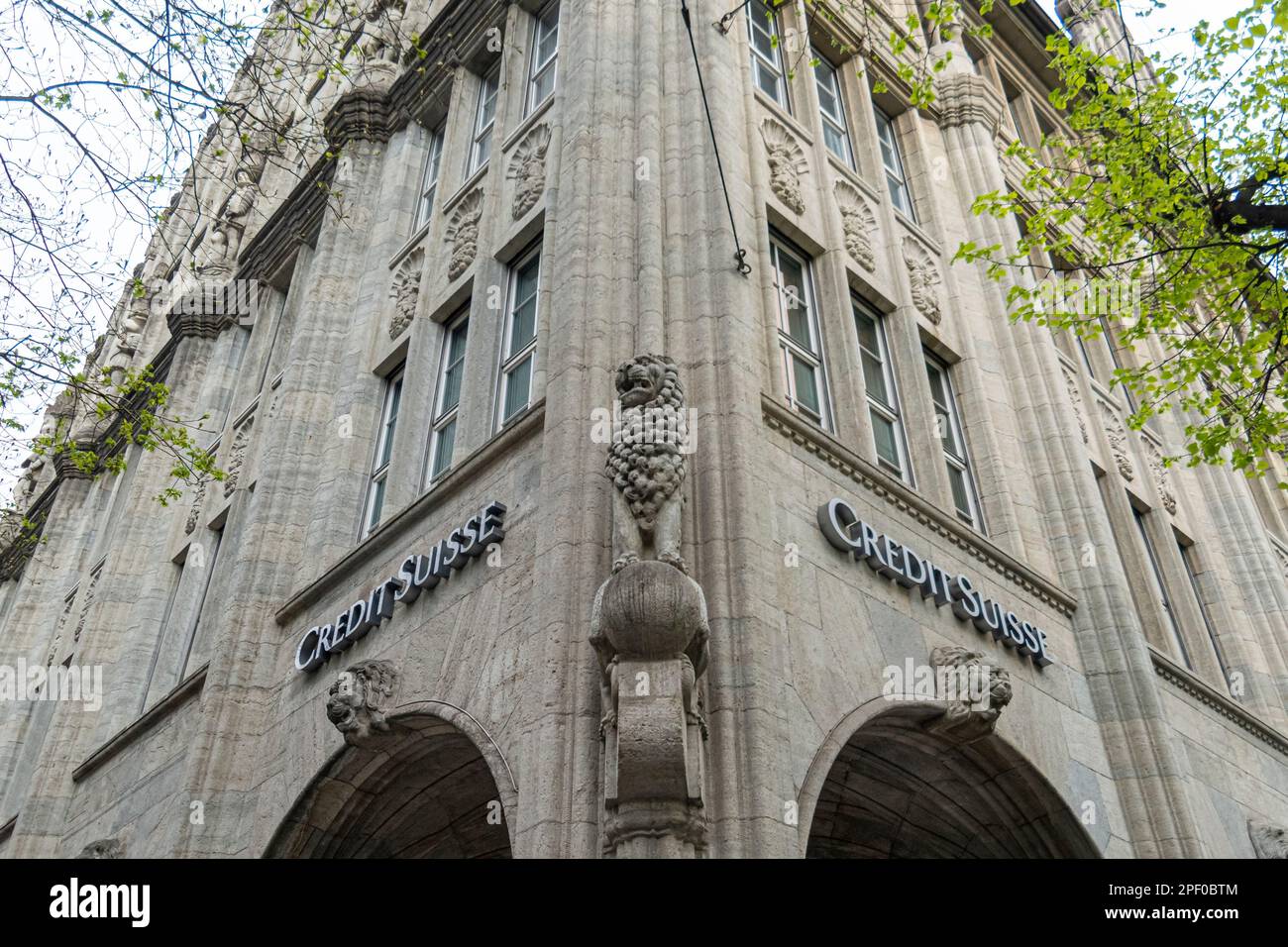 Facade of Swiss bank Credit Suisse building, Zurich, Switzerland on ...