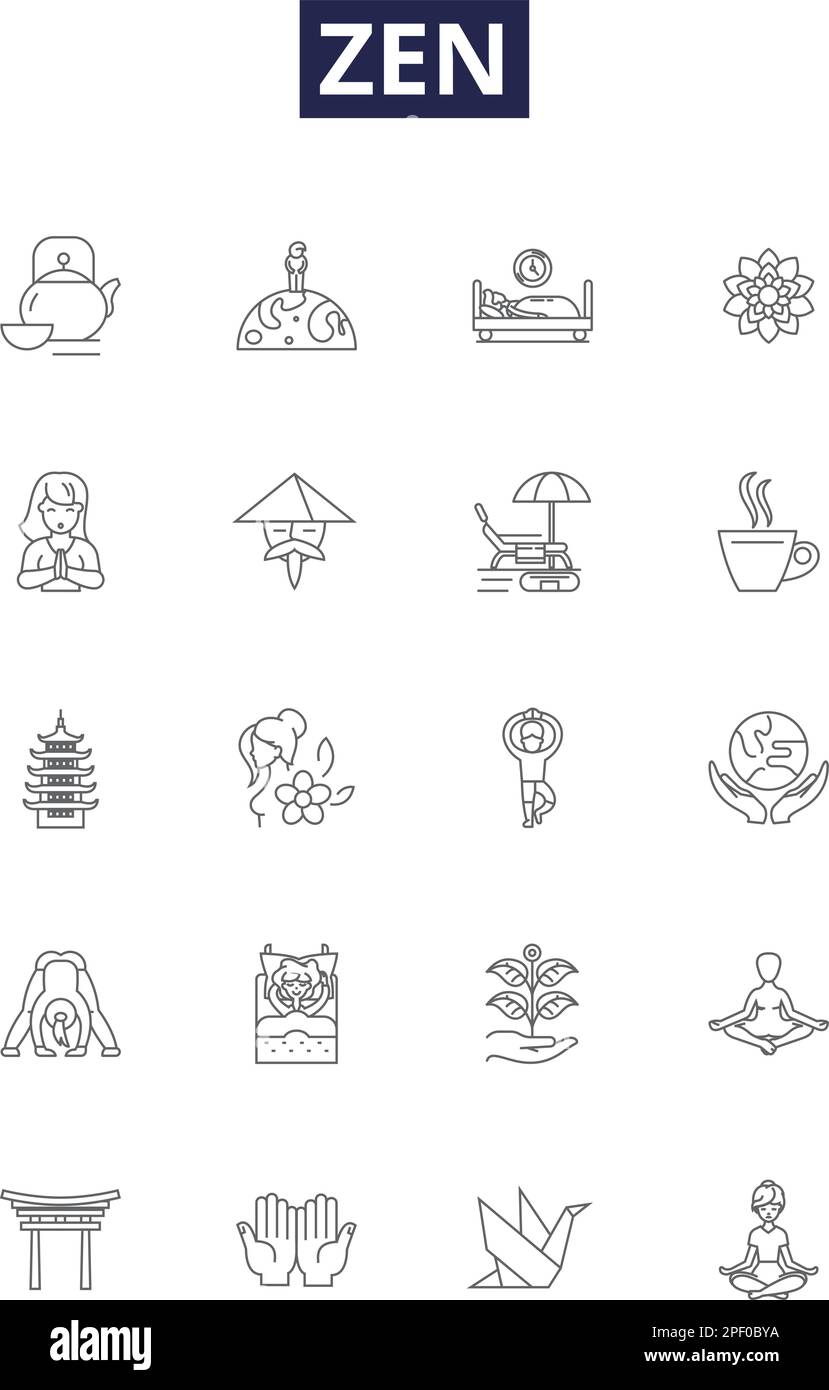 Zen line vector icons and signs. Focus, Clarity, Inner, Peace ...