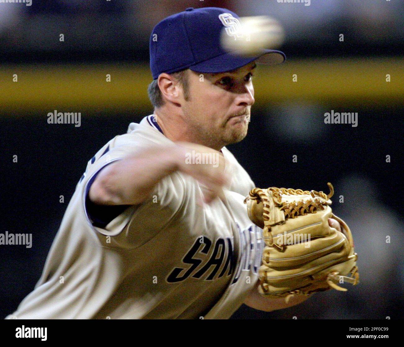 San Diego Padres pitcher Brian Lawrence delivers against the Arizona ...