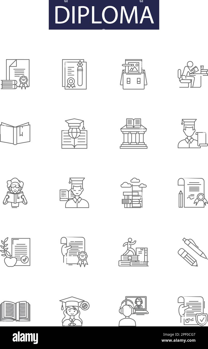 Diploma line vector icons and signs. Certification, Qualification ...