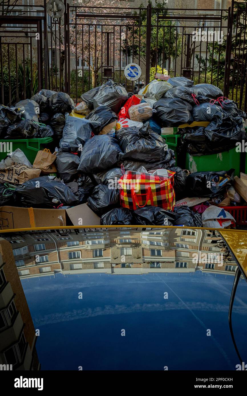 A pile of garbage in front of a building in Paris, France, on March 16 ...