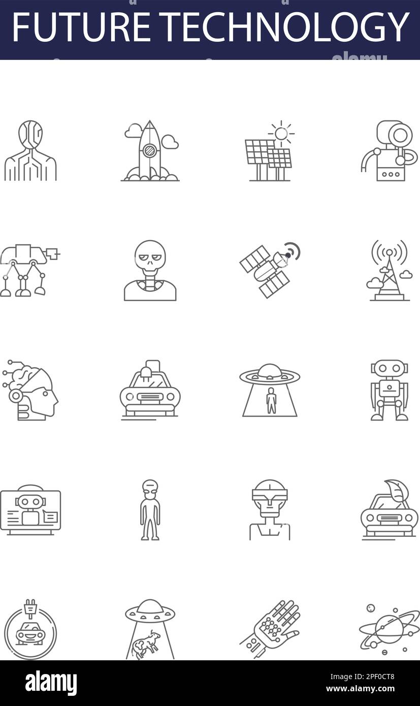 Future Technology Line Vector Icons And Signs Robotics Nanotechnology