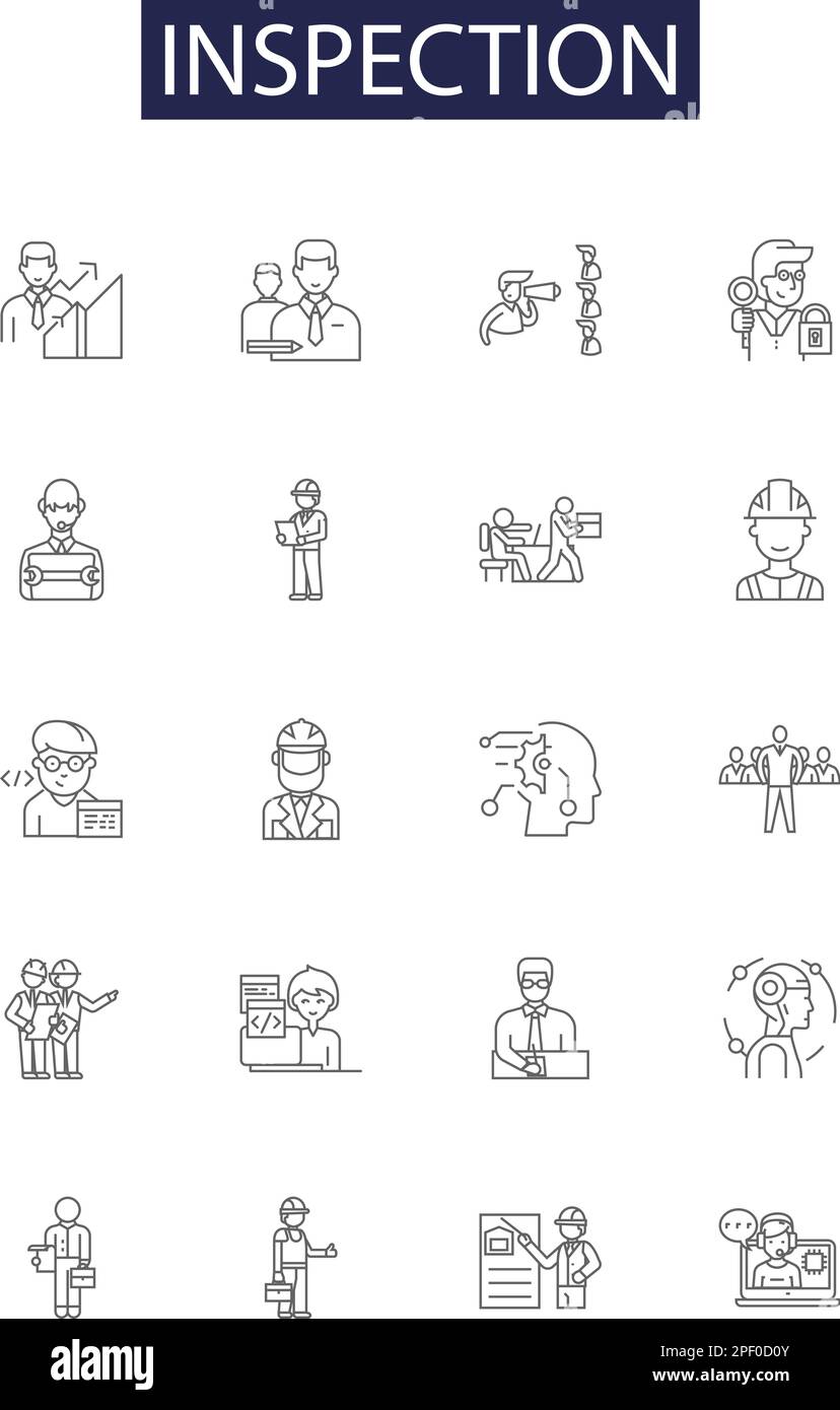 Inspection line vector icons and signs. Audit, Review, Examine, Assess ...