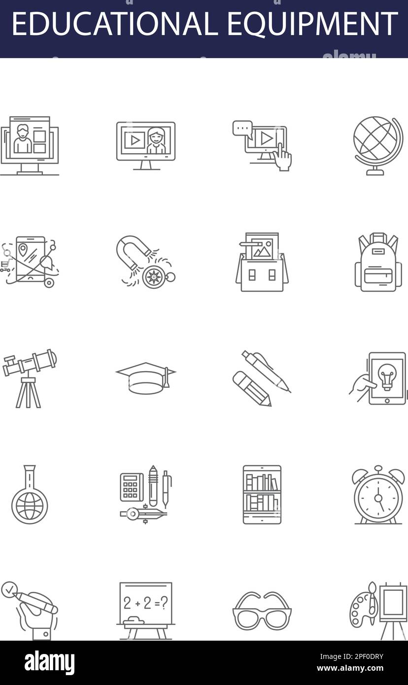 Educational equipment line vector icons and signs. Courseware ...