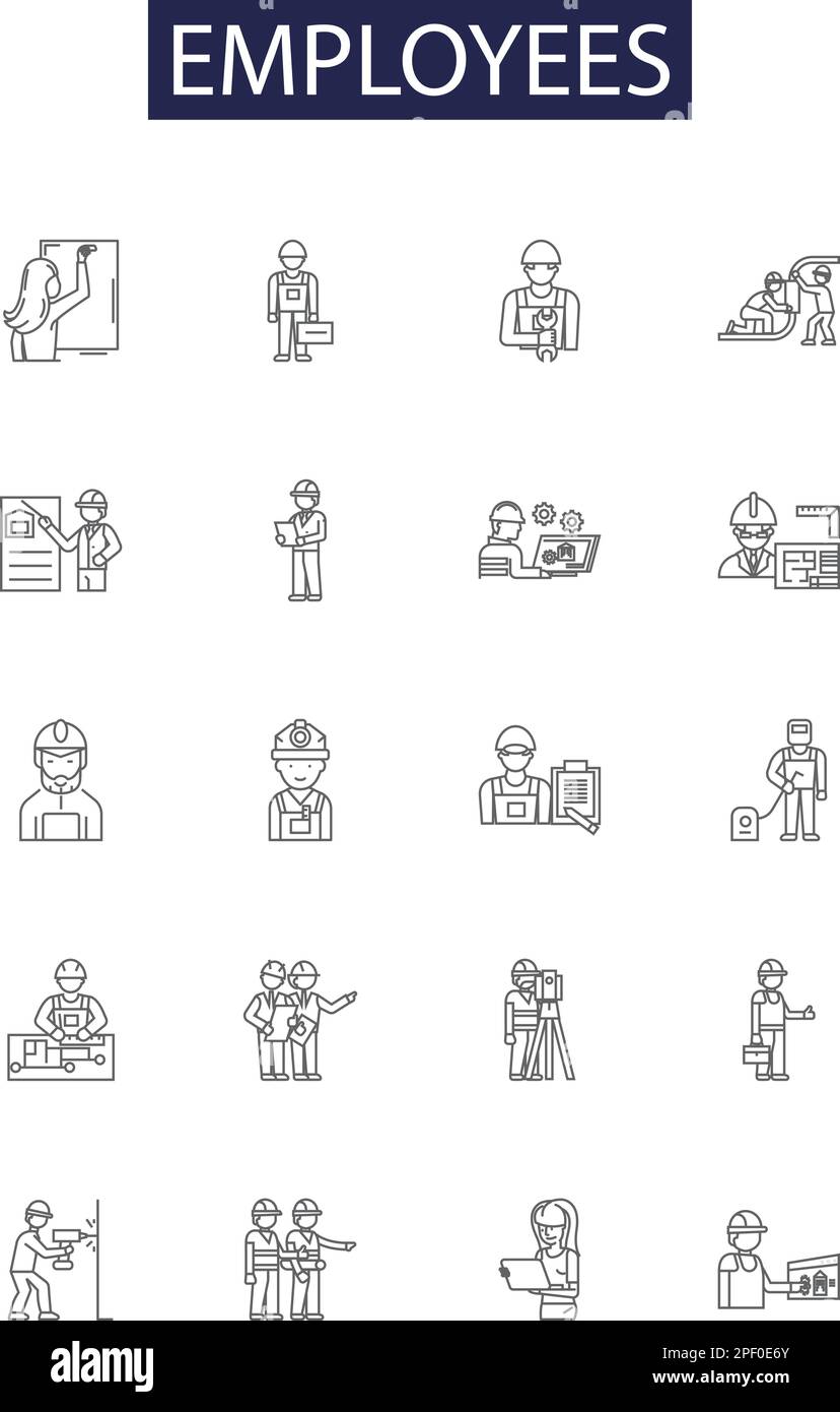 Employees line vector icons and signs. Personnel, Staff, Associates ...