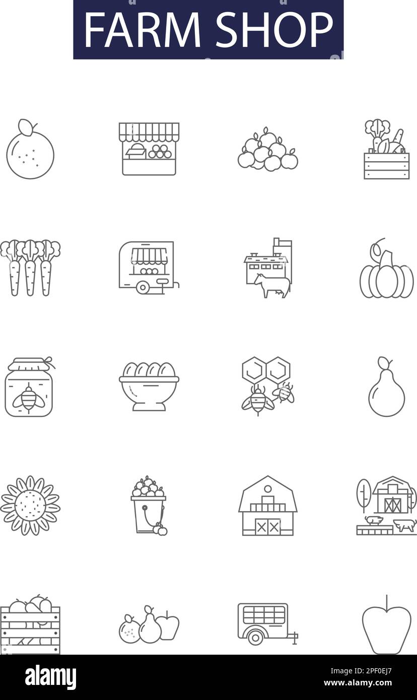 Farm shop line vector icons and signs. Shop, Agriculture, Produce ...