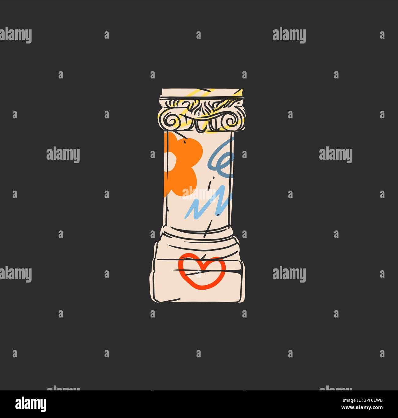 Hand drawn vector abstract outline,graphic,contemporary greek ancient ...