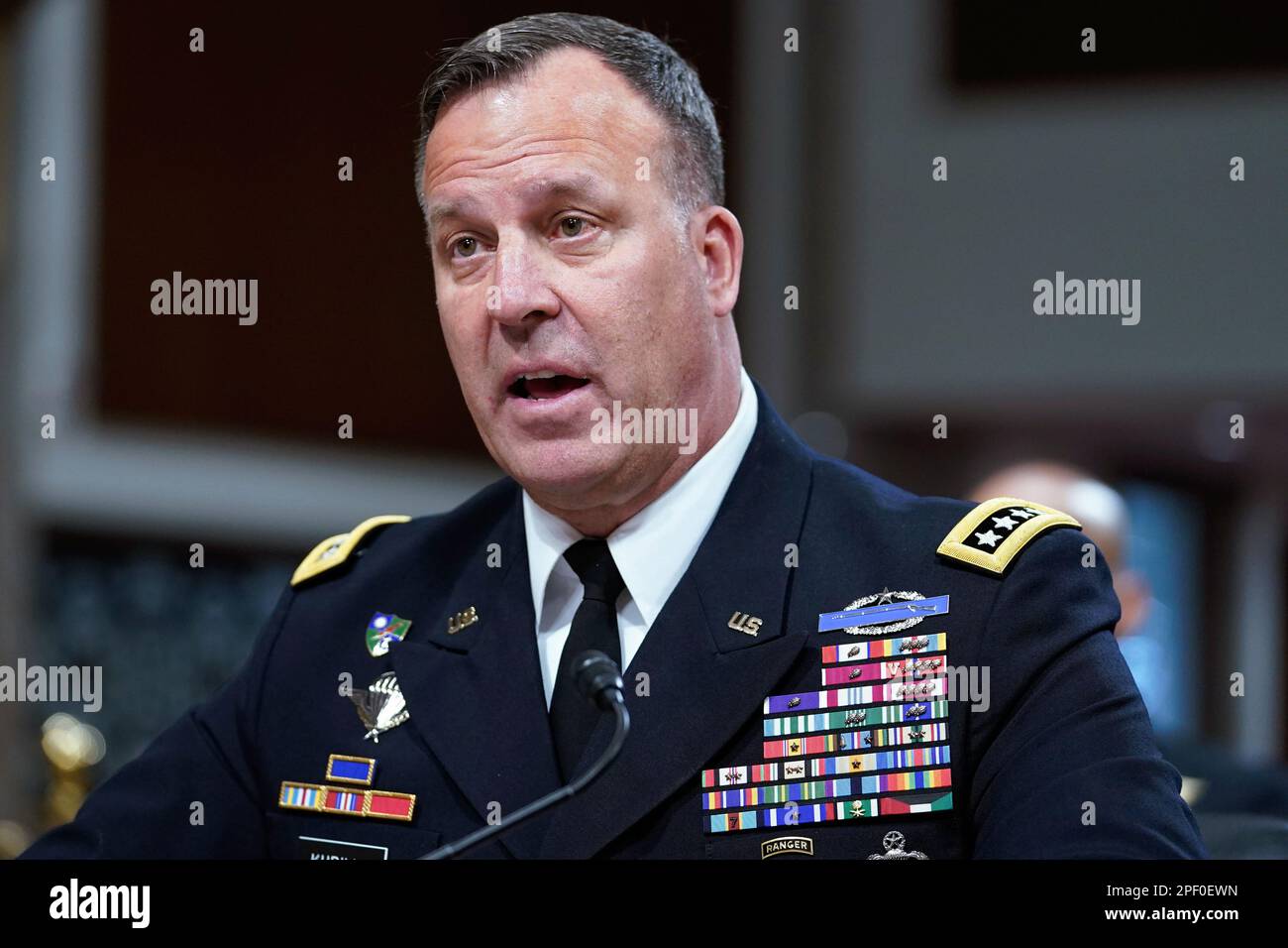 Lt. Gen. Michael E. Kurilla, testifies during a Senate committee ...