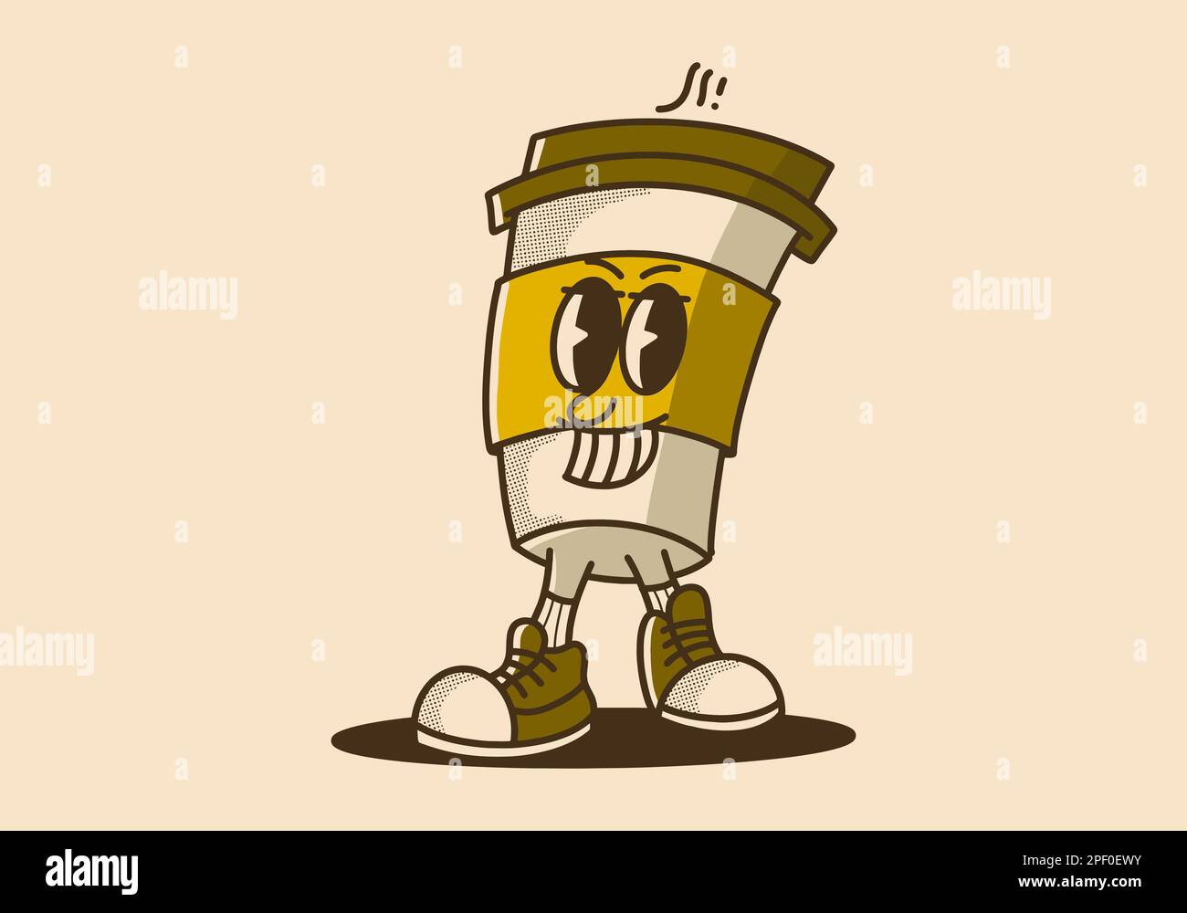 cardboard coffee cups mascot character design with smiling face in ...