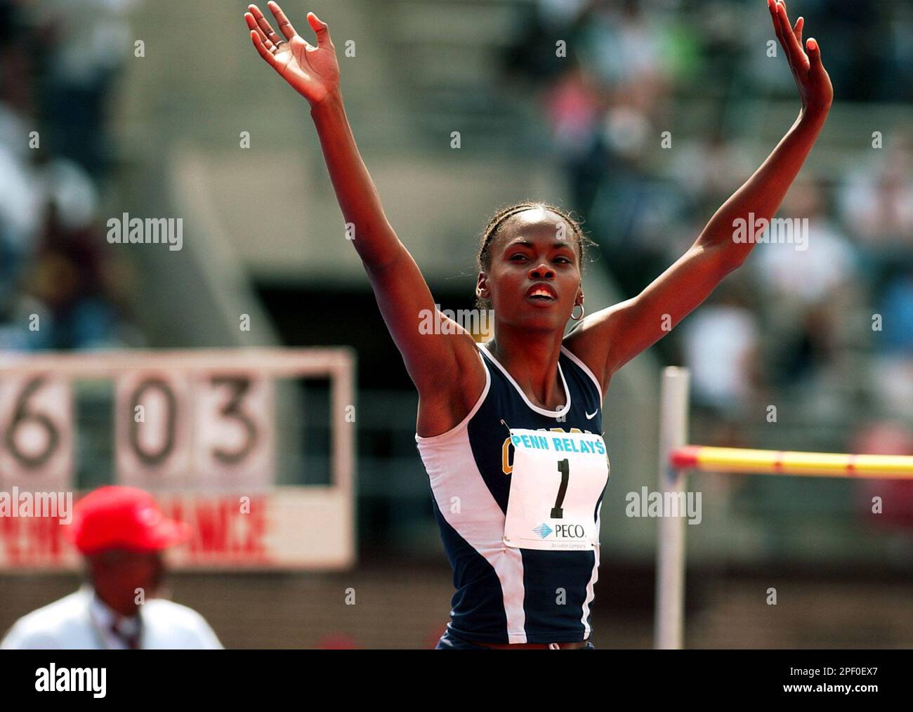 Georgia Tech's Chaunte Howard reacts after clearing the bar at 6-3 3/4 ...