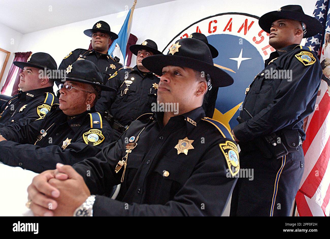 Newly inducted Narragansett Indian Tribal Police officers Roger Hazard ...
