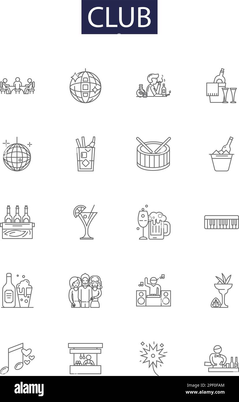 Club line vector icons and signs. Bar, Disco, Pub, Lounge, Nightclub ...