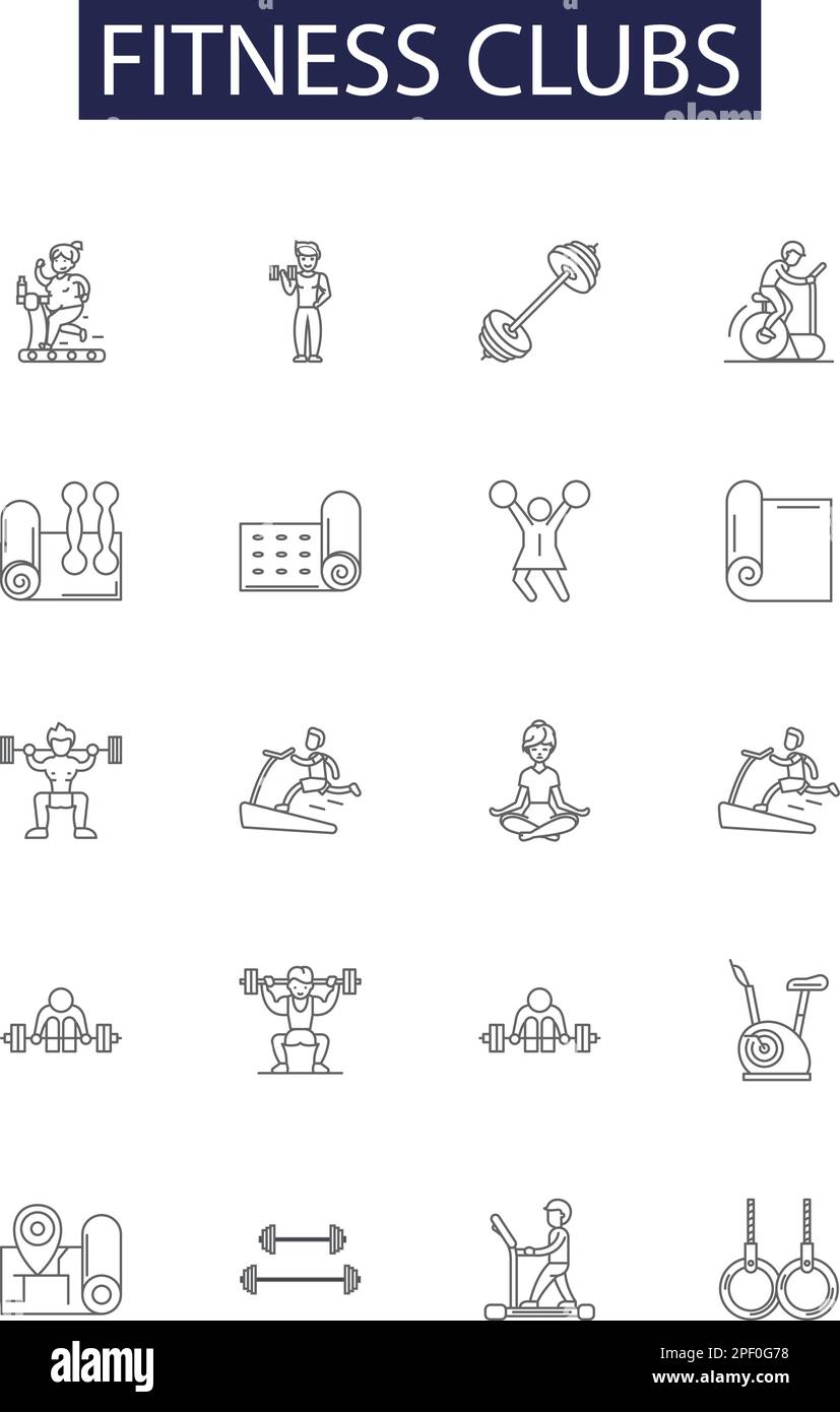 Fitness clubs line vector icons and signs. Training, Health, Exercise ...
