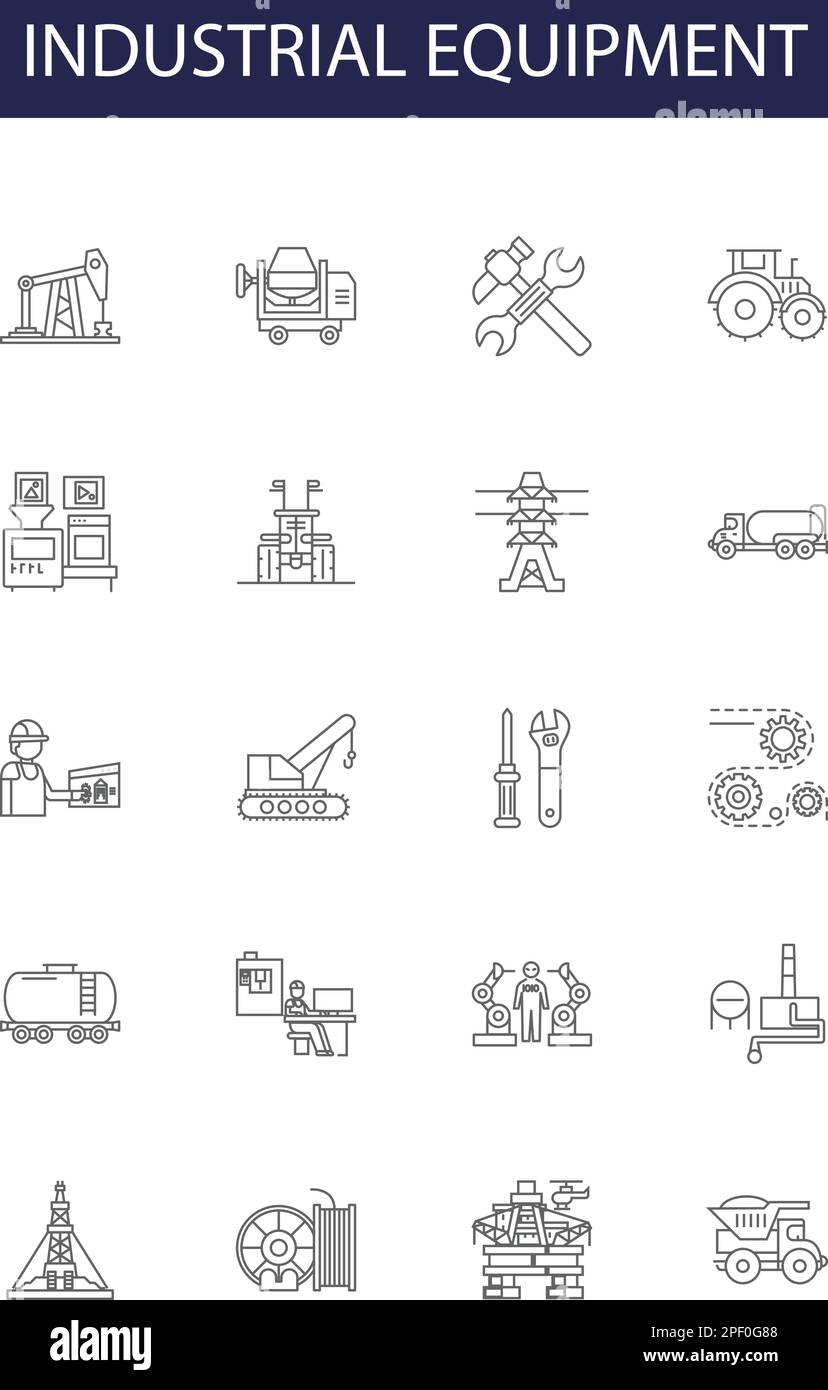 Industrial equipment line vector icons and signs. Tools, Industrial ...