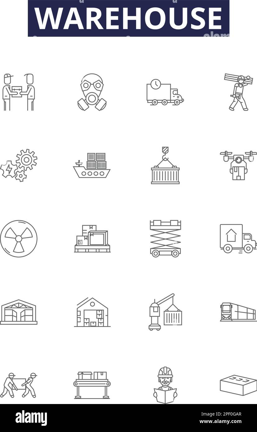 Warehouse line vector icons and signs. Logistics, Stock, Inventory ...
