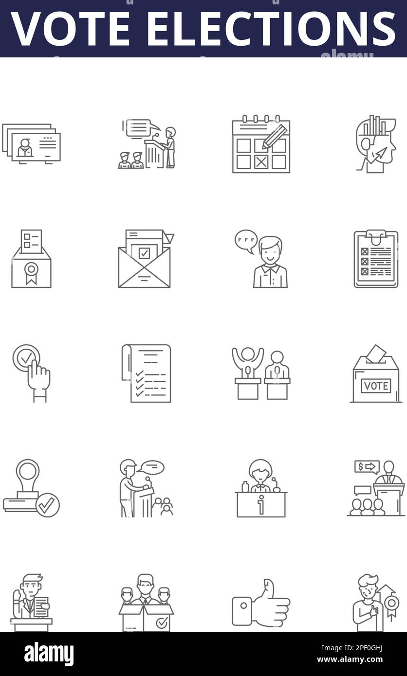 Vote elections line vector icons and signs. Elections, Ballots, Polls ...