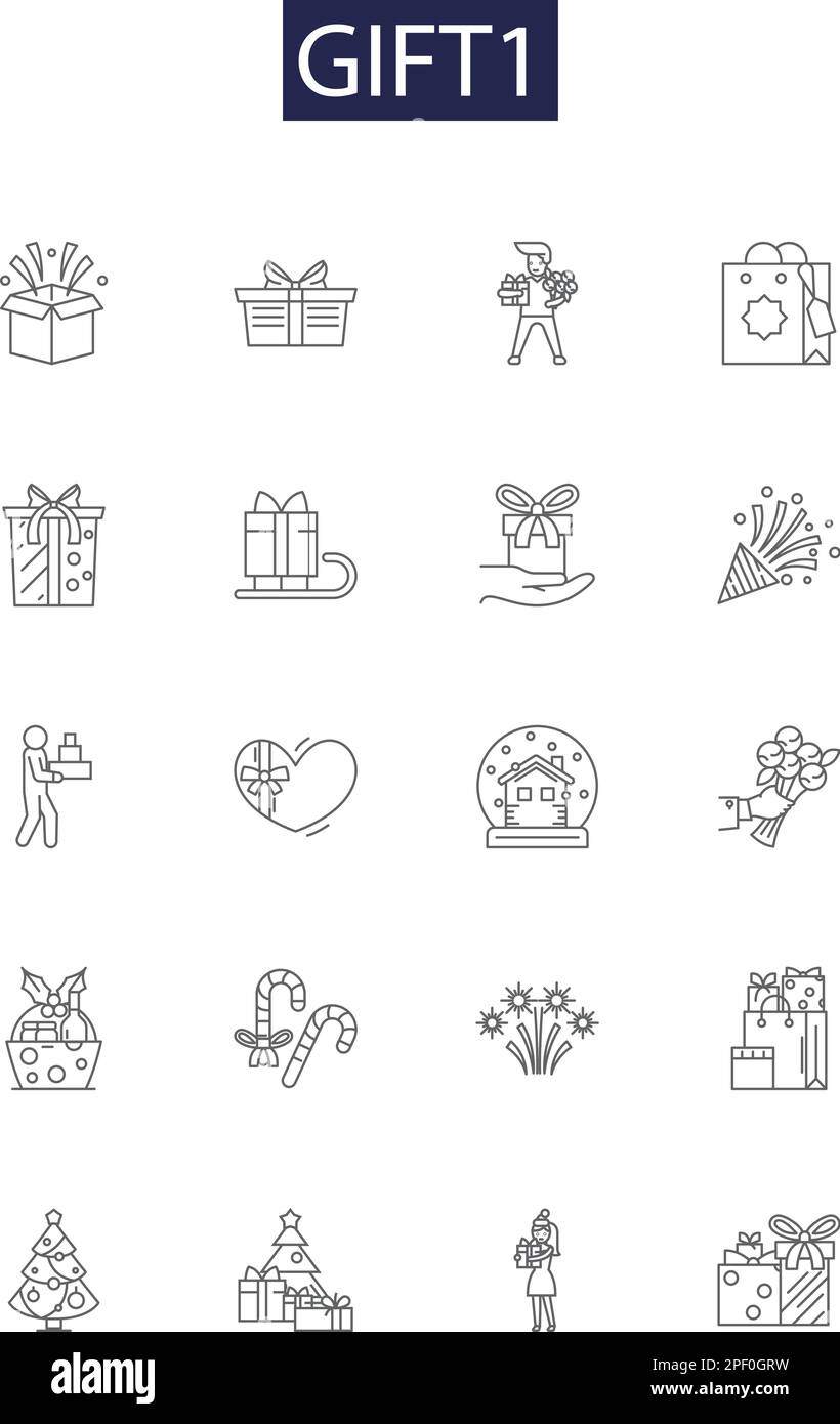 Gift1 line vector icons and signs. , , , , , , , outline vector ...