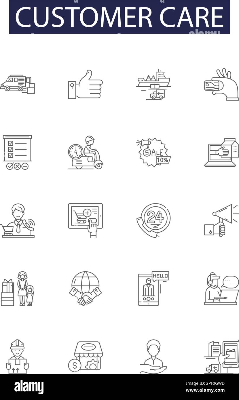 Customer care line vector icons and signs. Obligation, Support ...