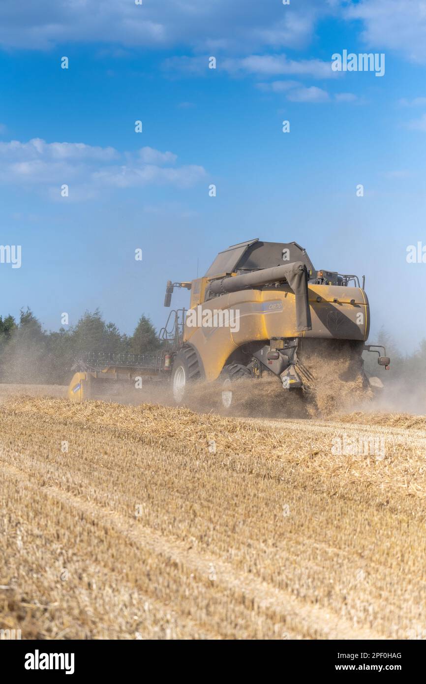 Combining a field of Wheat in North Yorkshire, with a New Holland ...