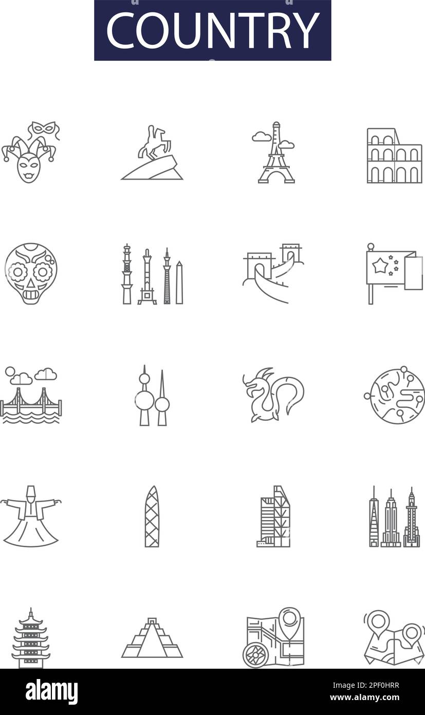 Country line vector icons and signs. Land, Territory, State, Realm ...