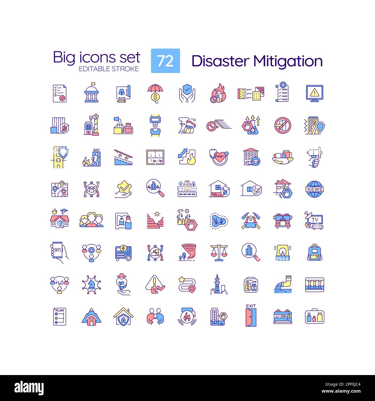Disaster mitigation RGB color icons set Stock Vector Image & Art - Alamy