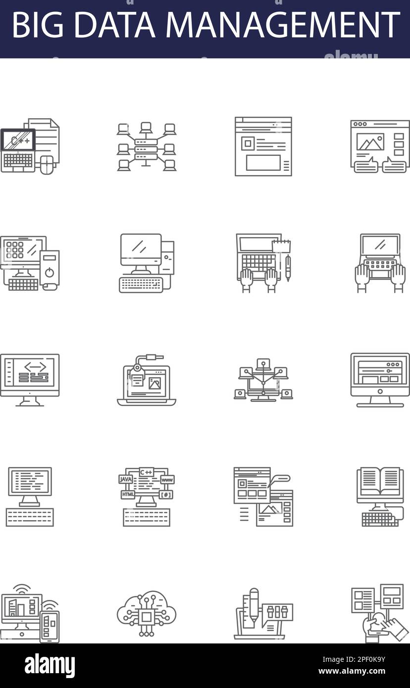 Big data management line vector icons and signs. Mining, Storage ... Big data management line vector icons and signs. Mining, Storage ...