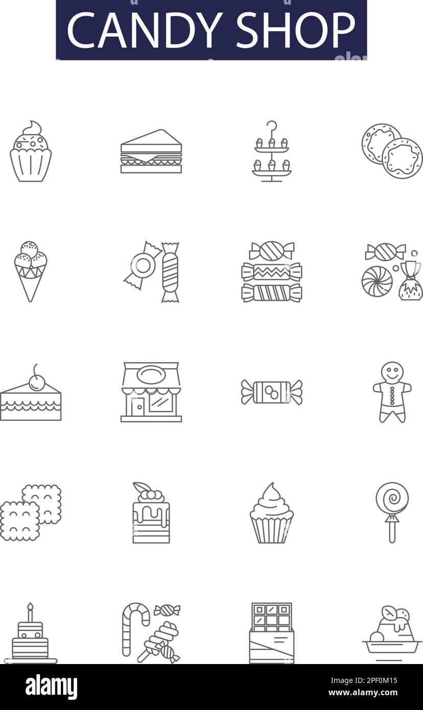 Candy shop line vector icons and signs. Sweets, Confectionery ...