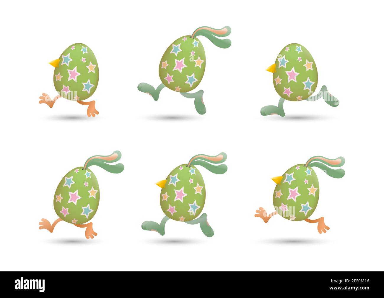 Easter eggs running with combination of beaks and legs of chicks, ears ...