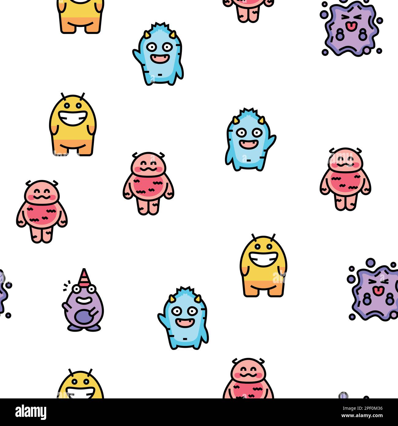 monster funny cute alien vector seamless pattern Stock Vector Image ...