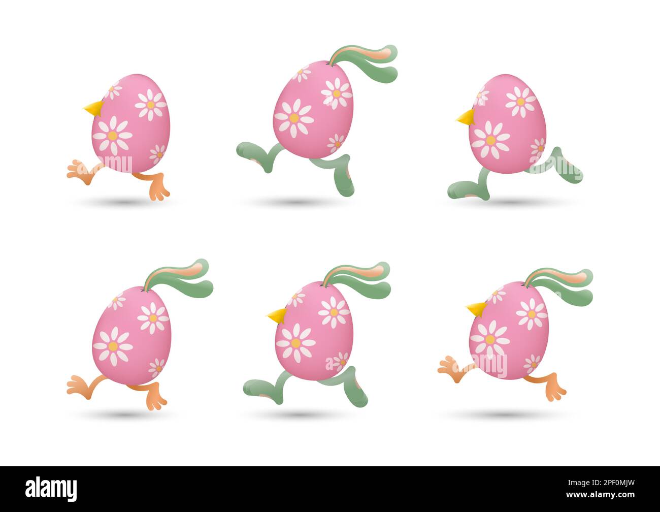 Easter eggs running with combination of beaks and legs of chicks, ears ...