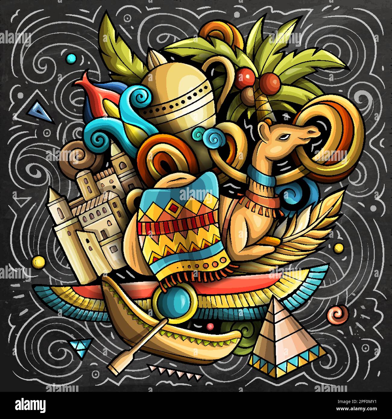 Egypt cartoon doodle illustration. Funny design. Creative vector ...