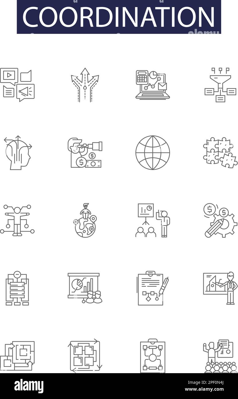 Coordination Line Vector Icons And Signs Cooperation Synchronization