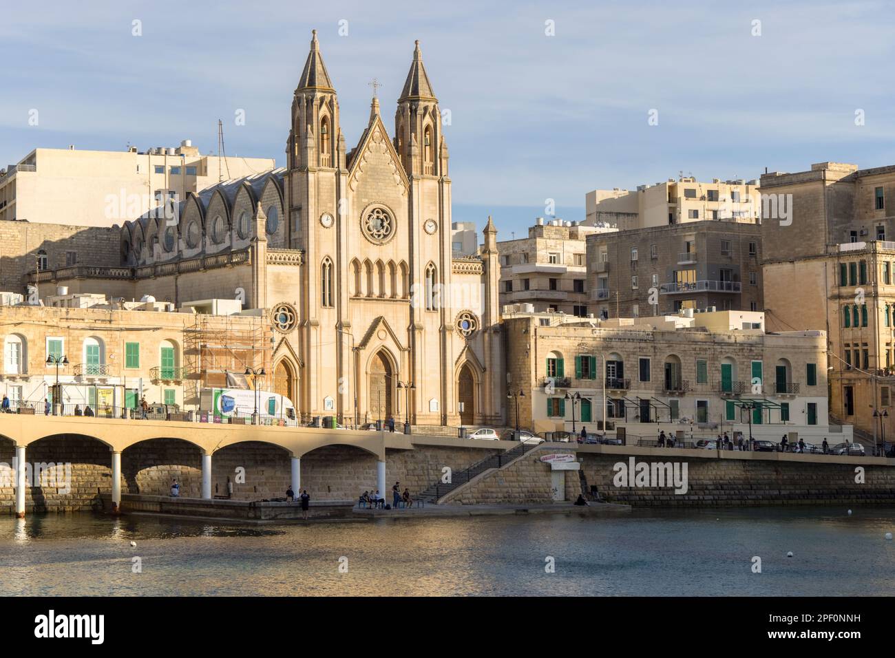 balluta parish church in balluta bay malta Stock Photo - Alamy