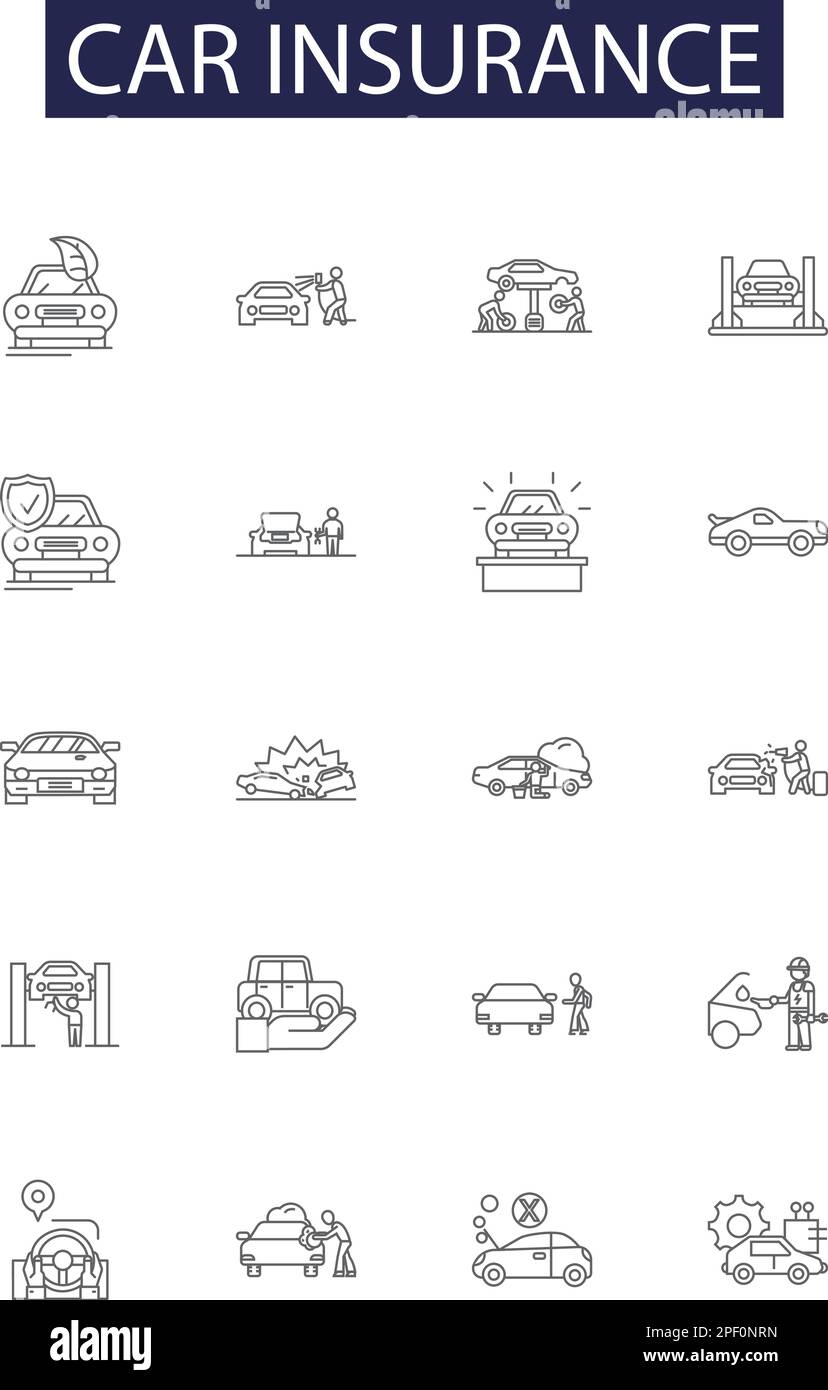 Car insurance line vector icons and signs. Insurance, Coverage ...