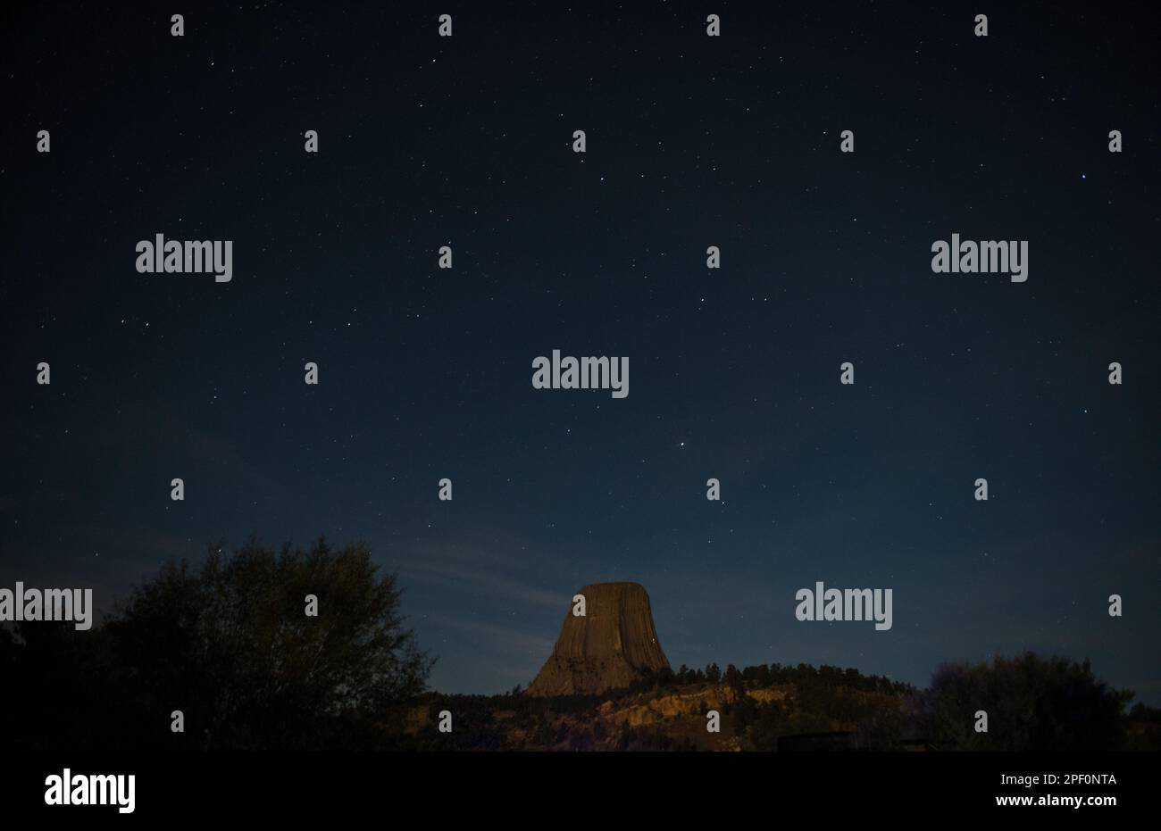 UNITED STATES - September 15, 2019: Moon rise over Devils Tower was the ...