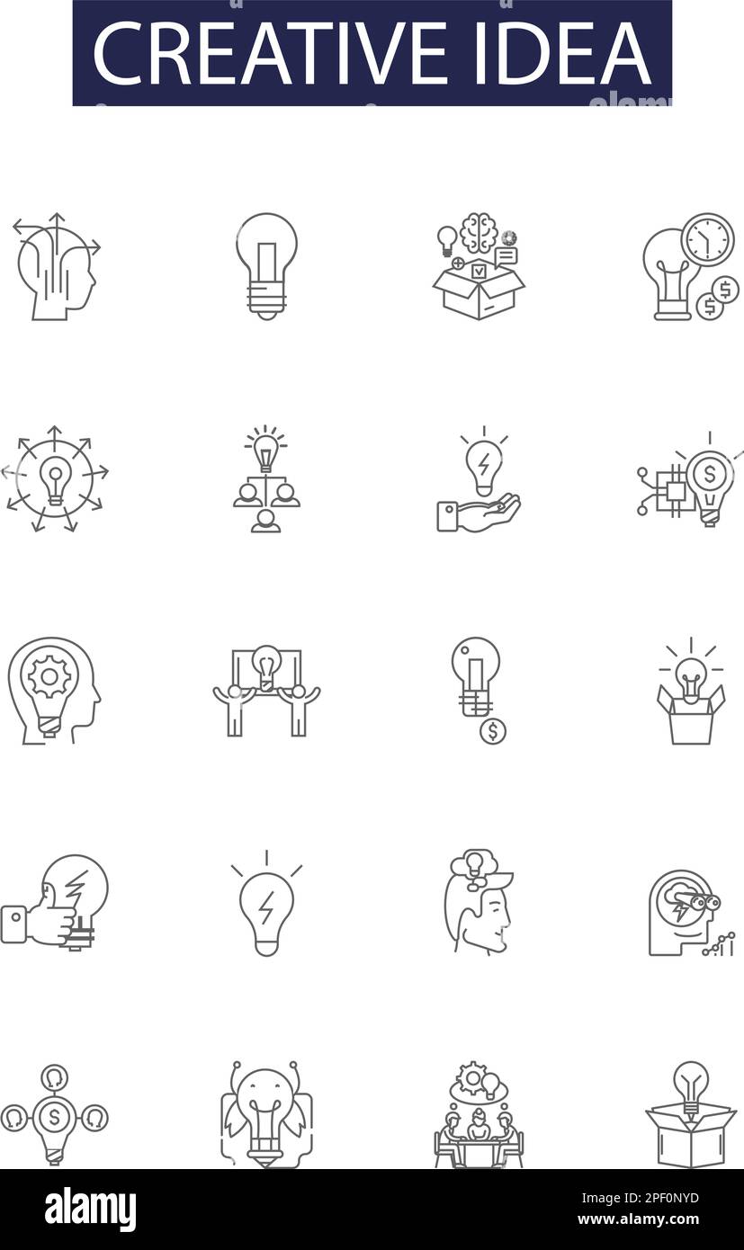 Creative idea line vector icons and signs. concept, imaginative ...