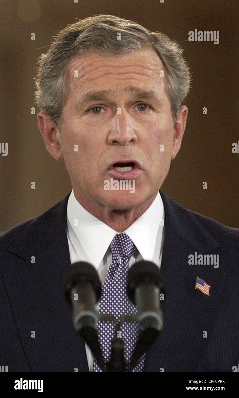 President Bush speaks during a news conference in the East Room of the ...