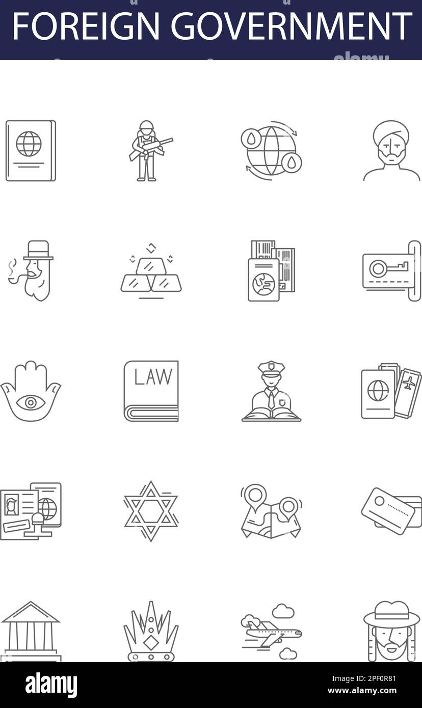 Foreign government line vector icons and signs. Government ...