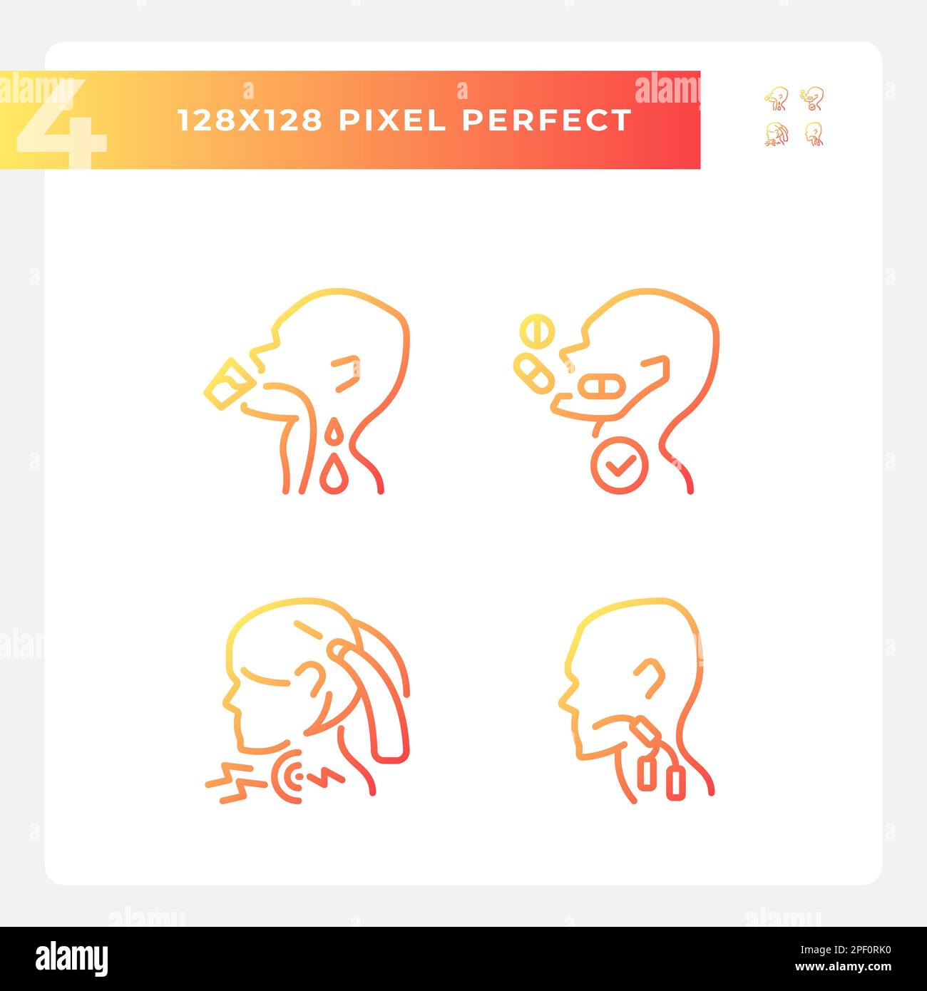 Throat sickness pixel perfect gradient linear vector icons set Stock Vector Image & Art - Alamy
