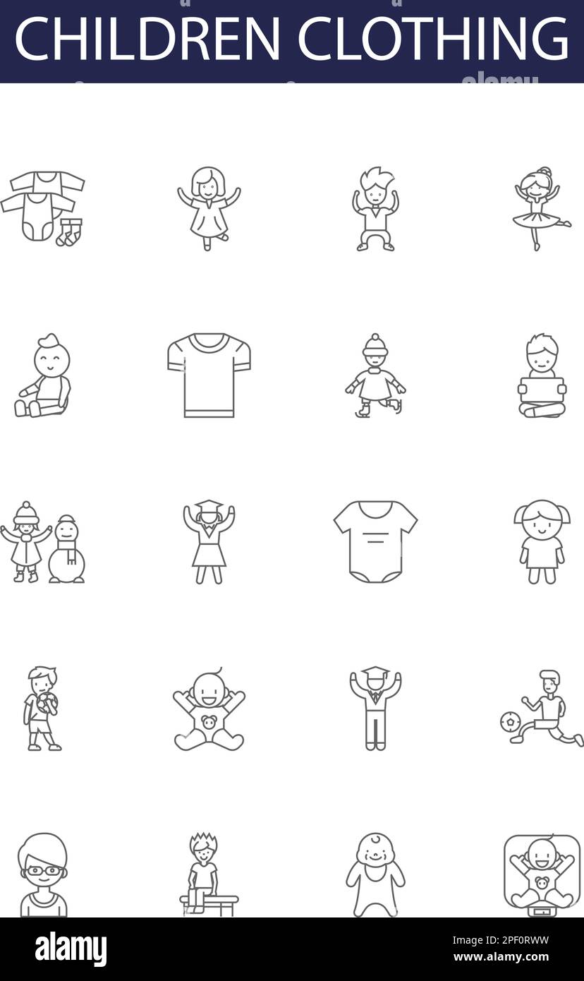 Children clothing line vector icons and signs. Toddler, Boys, Girls ...