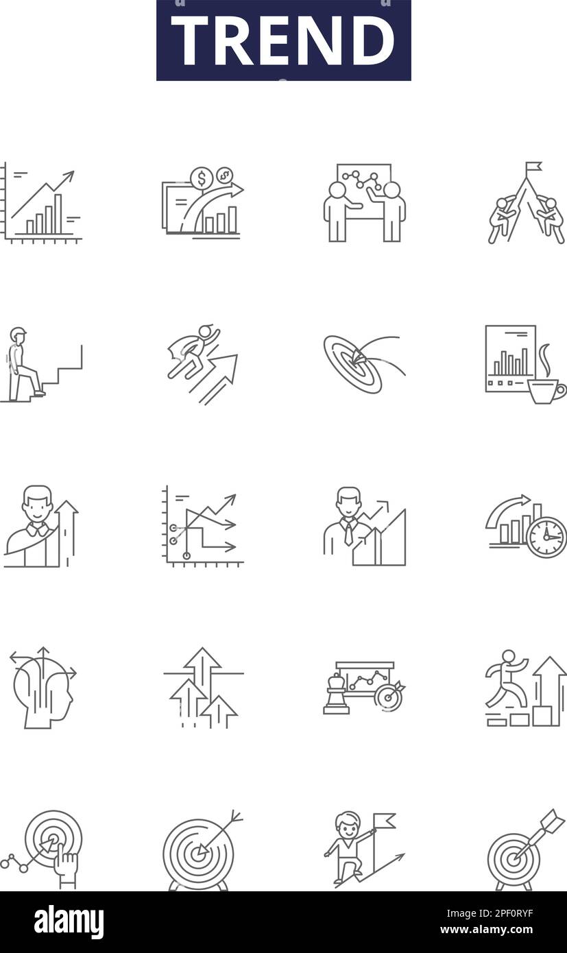Trend line vector icons and signs. Latest, Up-to-date, Current, Style ...