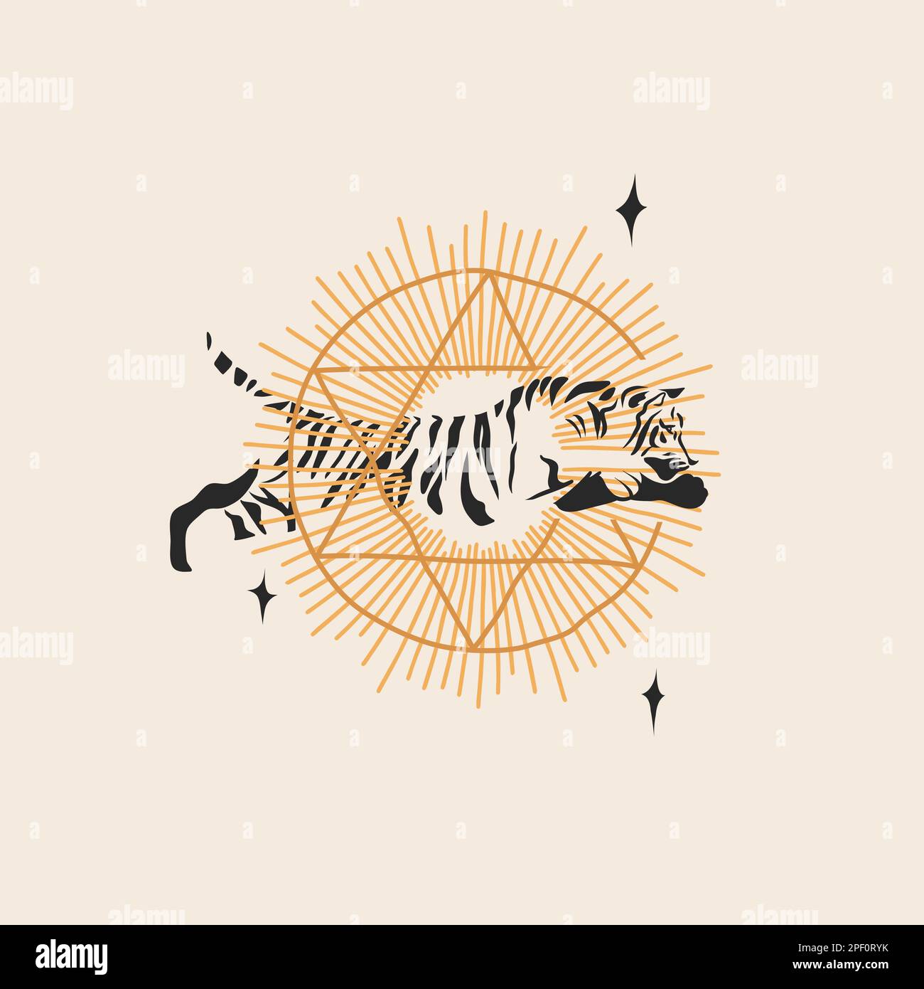 Hand drawn vector abstract graphic illustration celestial design ...