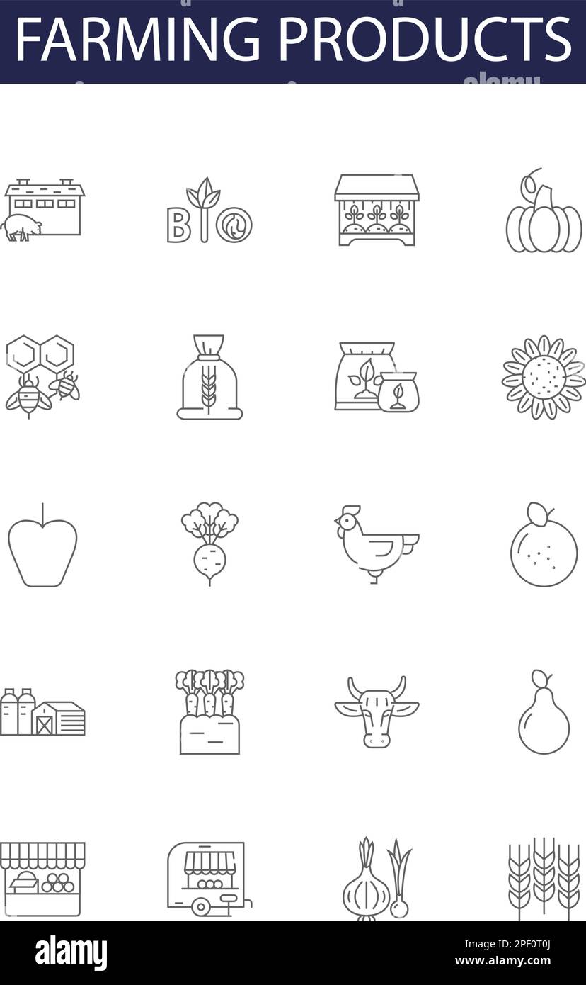 Farming products line vector icons and signs. Livestock, Fodder, Dairy ...