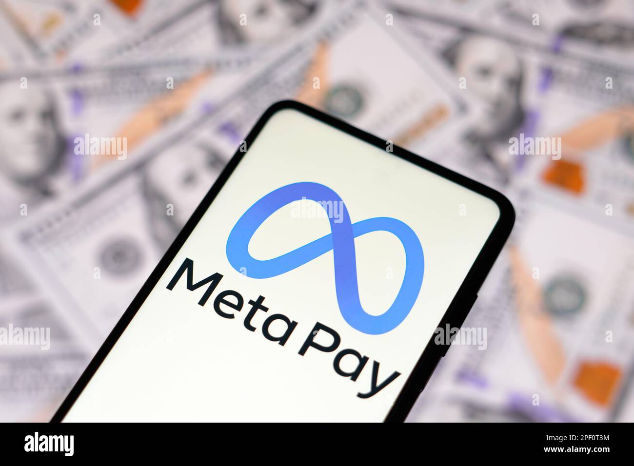 In this photo illustration the Meta Pay logo seen displayed on a ...
