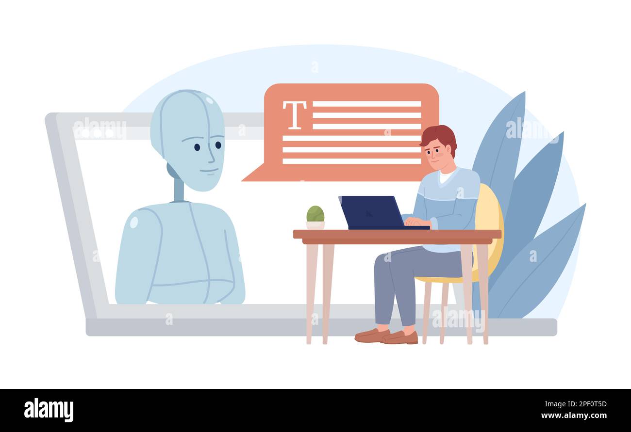 AI text generator flat concept vector spot illustration Stock Vector ...