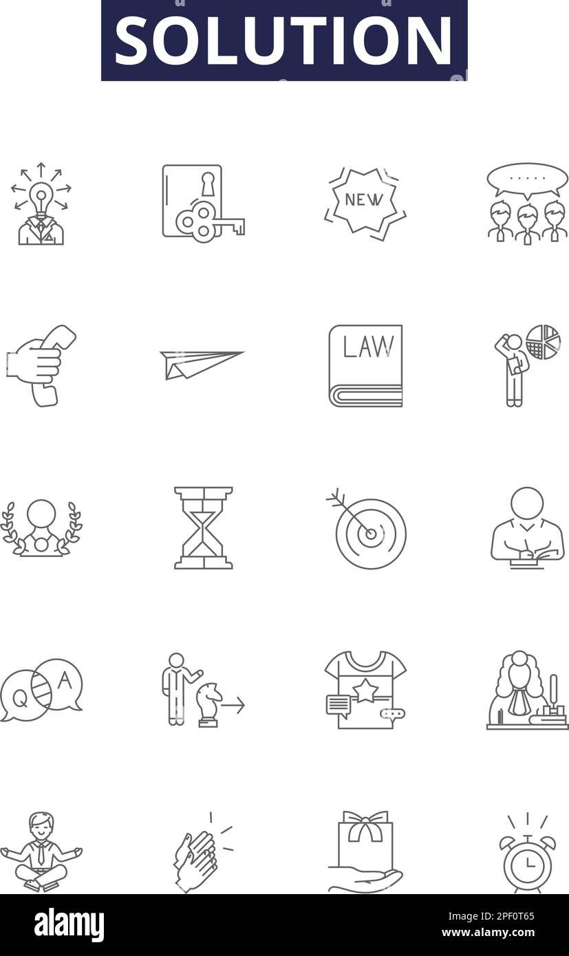 Solution line vector icons and signs. Answer, Resolve, Solve, Remedy ... Solution line vector icons and signs. Answer, Resolve, Solve, Remedy ...