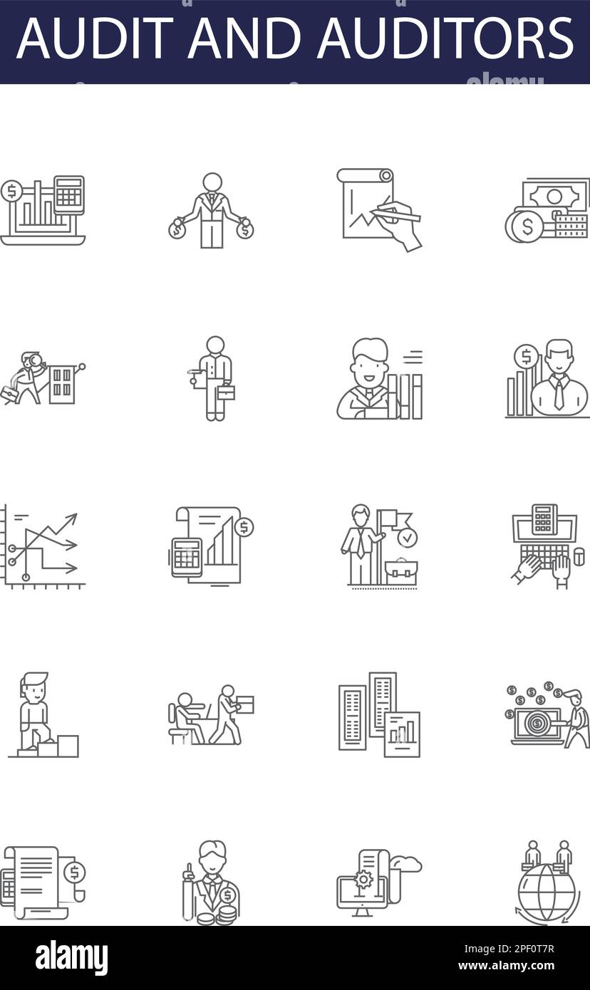 Audit And Auditors Line Vector Icons And Signs Auditors Assurance